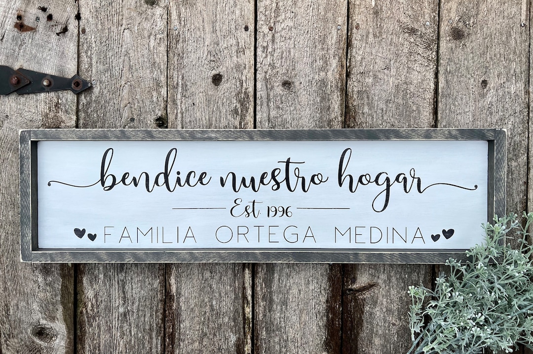 Bendice Nuestro Hogar Est Date Wood Sign | Family Name Established Date ...
