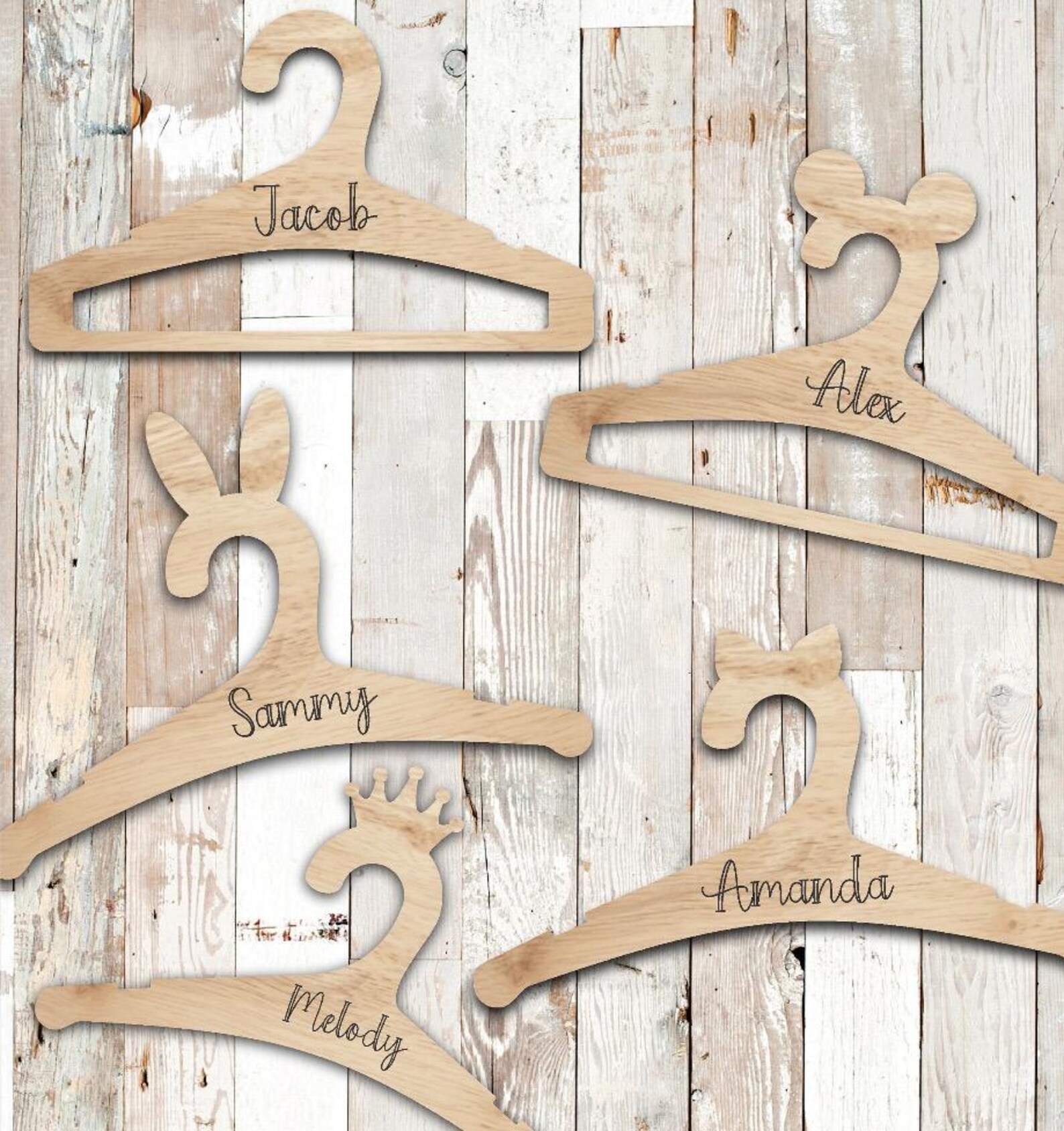 Personalized Baby Clothes Hangers: Engraved Walnut Wood, Custom Name - Etsy