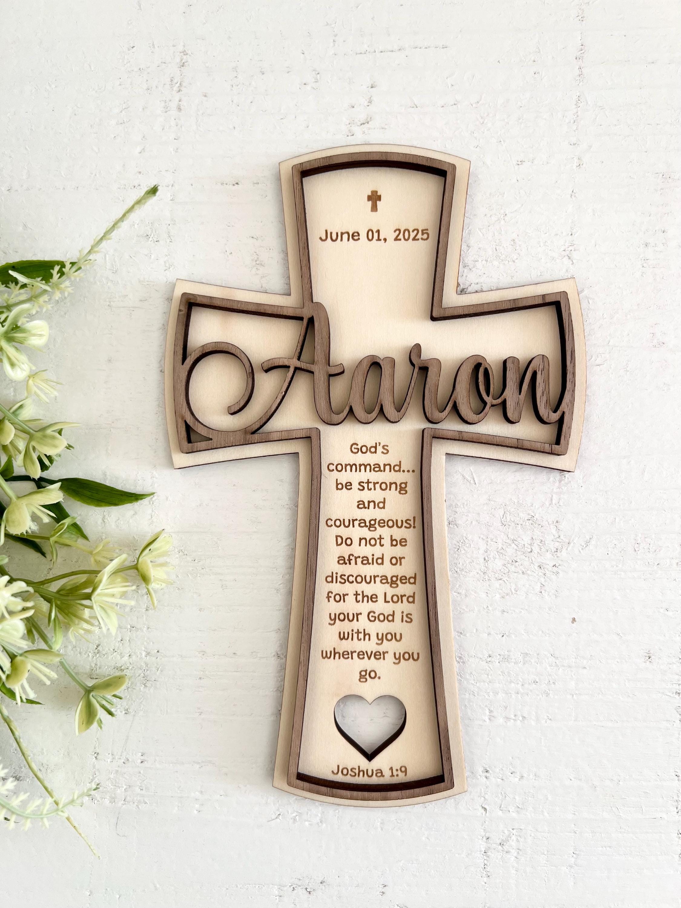 Personalized Wooden Cross: Baptism, First Communion, Dedication Gift - Etsy