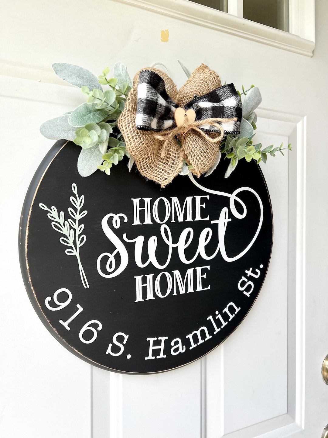 Home Sweet Home Door Hanger: Personalized Address Sign, Farmhouse Decor ...