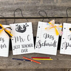 Personalized Teacher Name Sign: Notebook Paper Classroom Door Hanger - Etsy