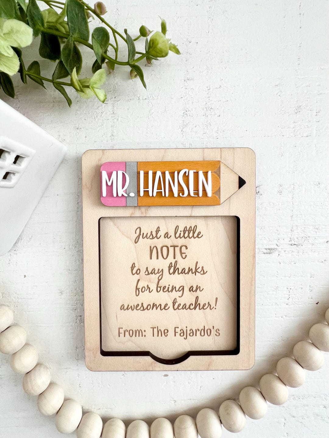 Personalized Teacher Sticky Note Holder: Appreciation Gift - Etsy