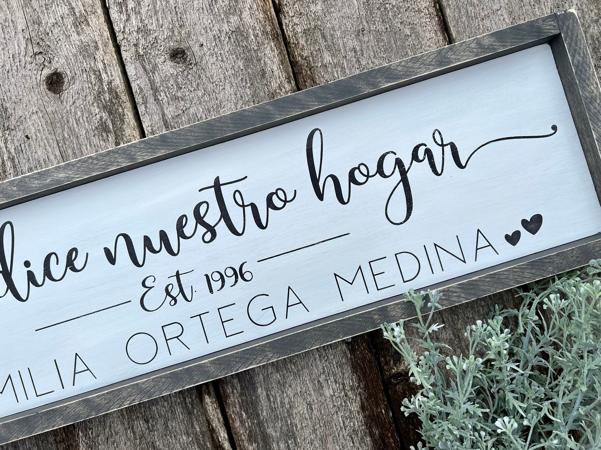 Bendice Nuestro Hogar Est Date Wood Sign Family Name Established Date ...