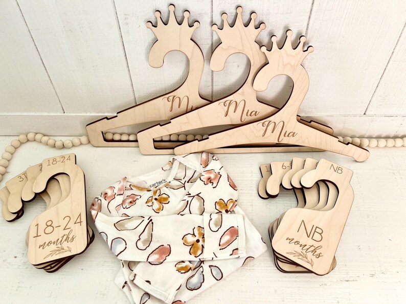 Personalized Baby Clothes Hangers: Engraved Walnut Wood, Custom Name - Etsy
