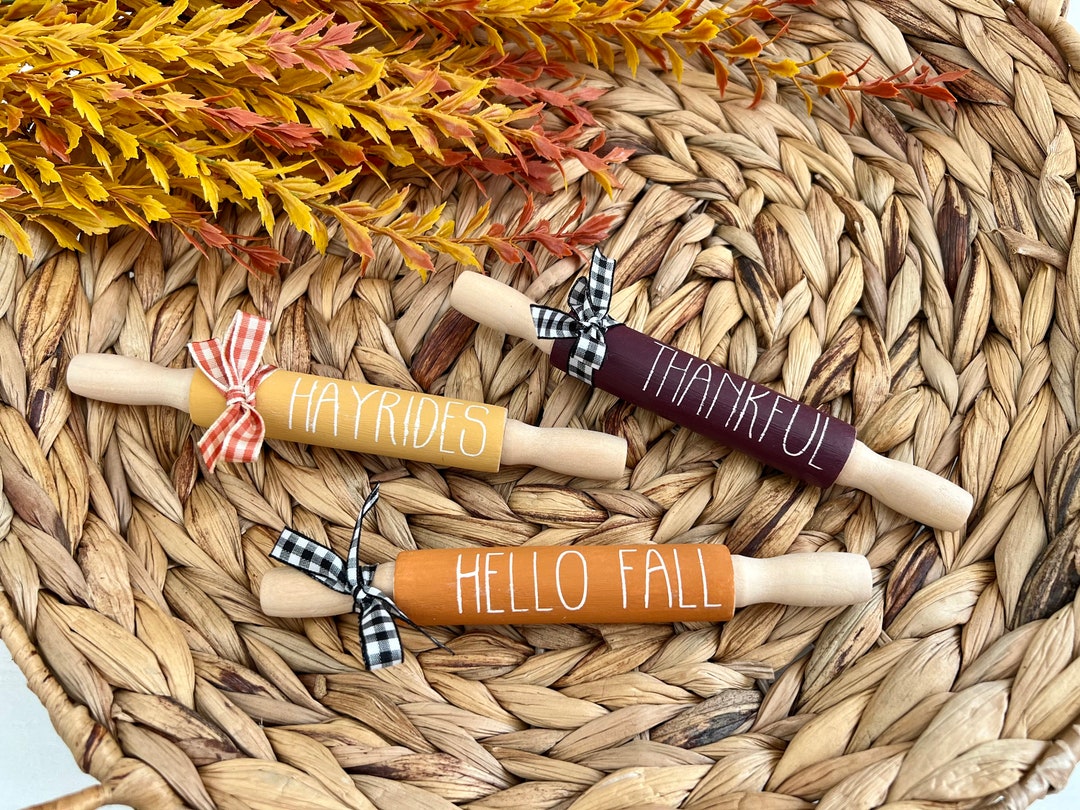 Mini Farmhouse Rolling Pins | Fall Mini Wooden Rolling Pins | Mini ...