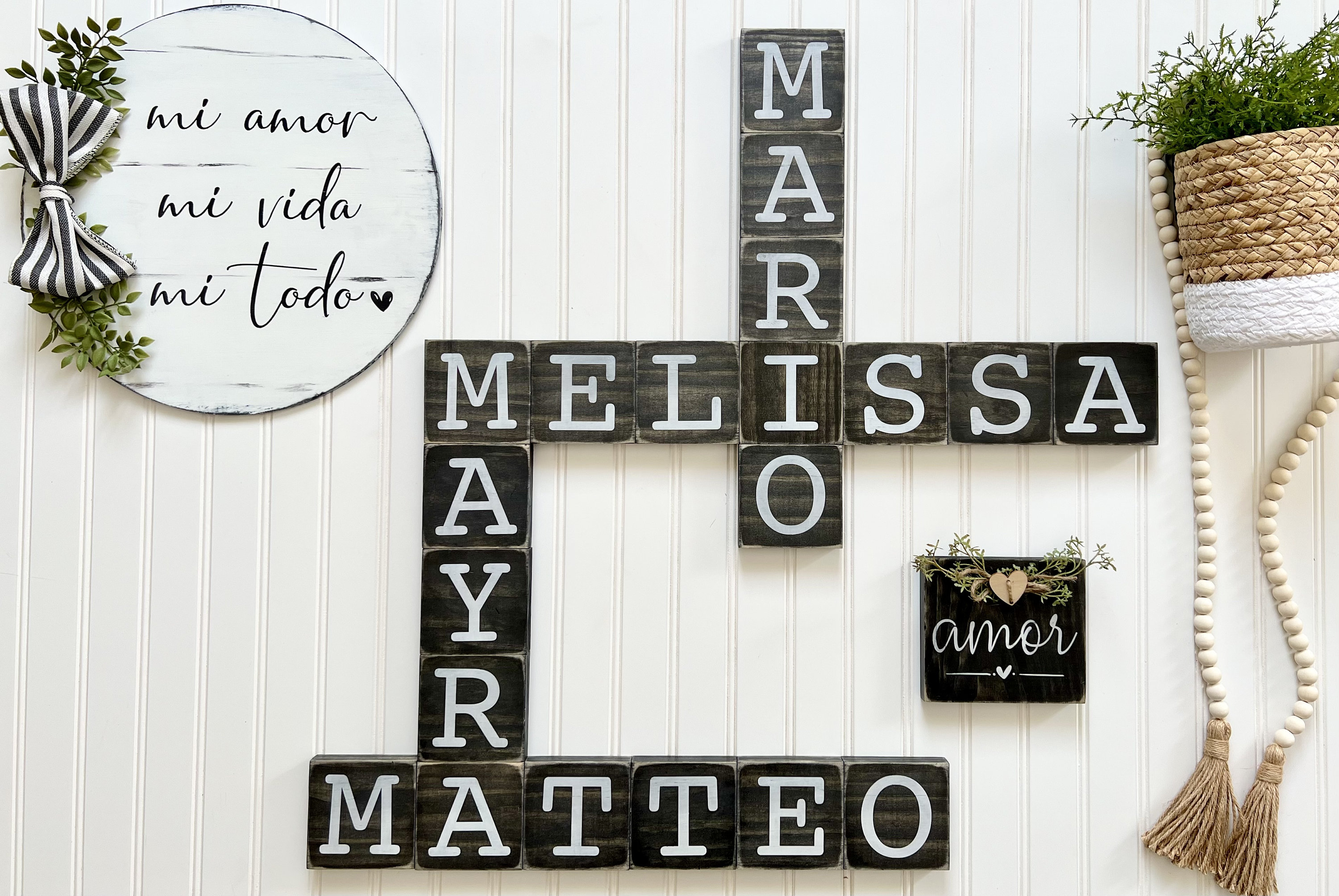 Scrabble Letter Tiles: Painted Wood Blocks, Wall Gallery Decor - Etsy