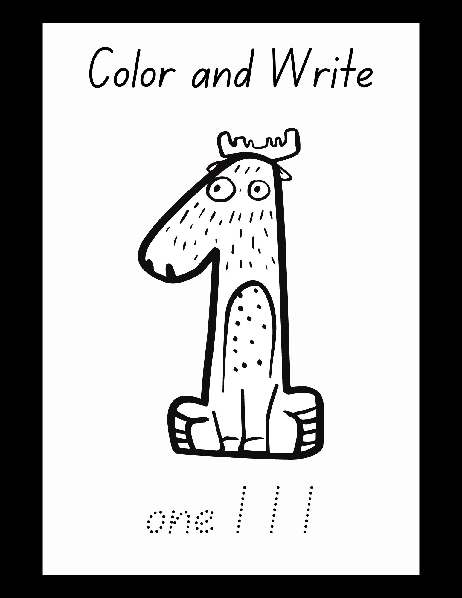 Animal Number Worksheet (color & Write) 0-9 - Etsy