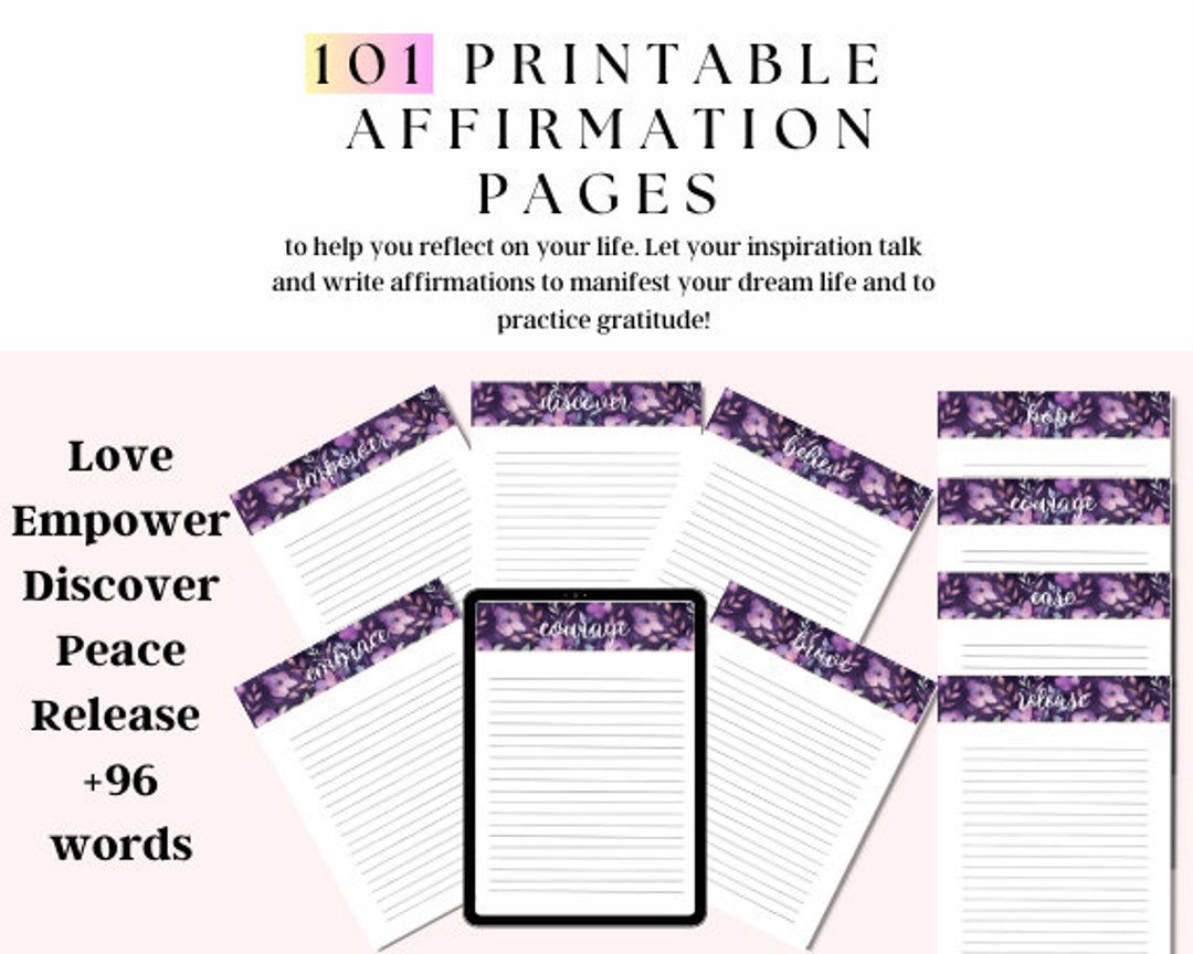101 One-word Affirmations, Affirmation Cards, Affirmation Journal ...