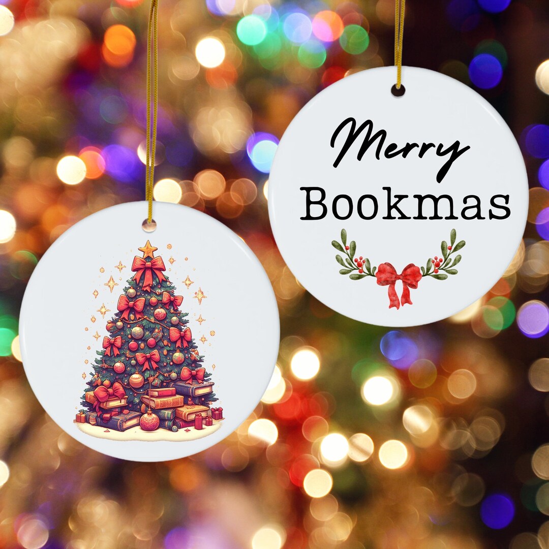 Merry Bookmas: Dual-sided Book Lovers Ornament - Etsy