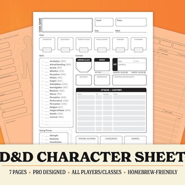 Homebrew Character Sheet - Etsy