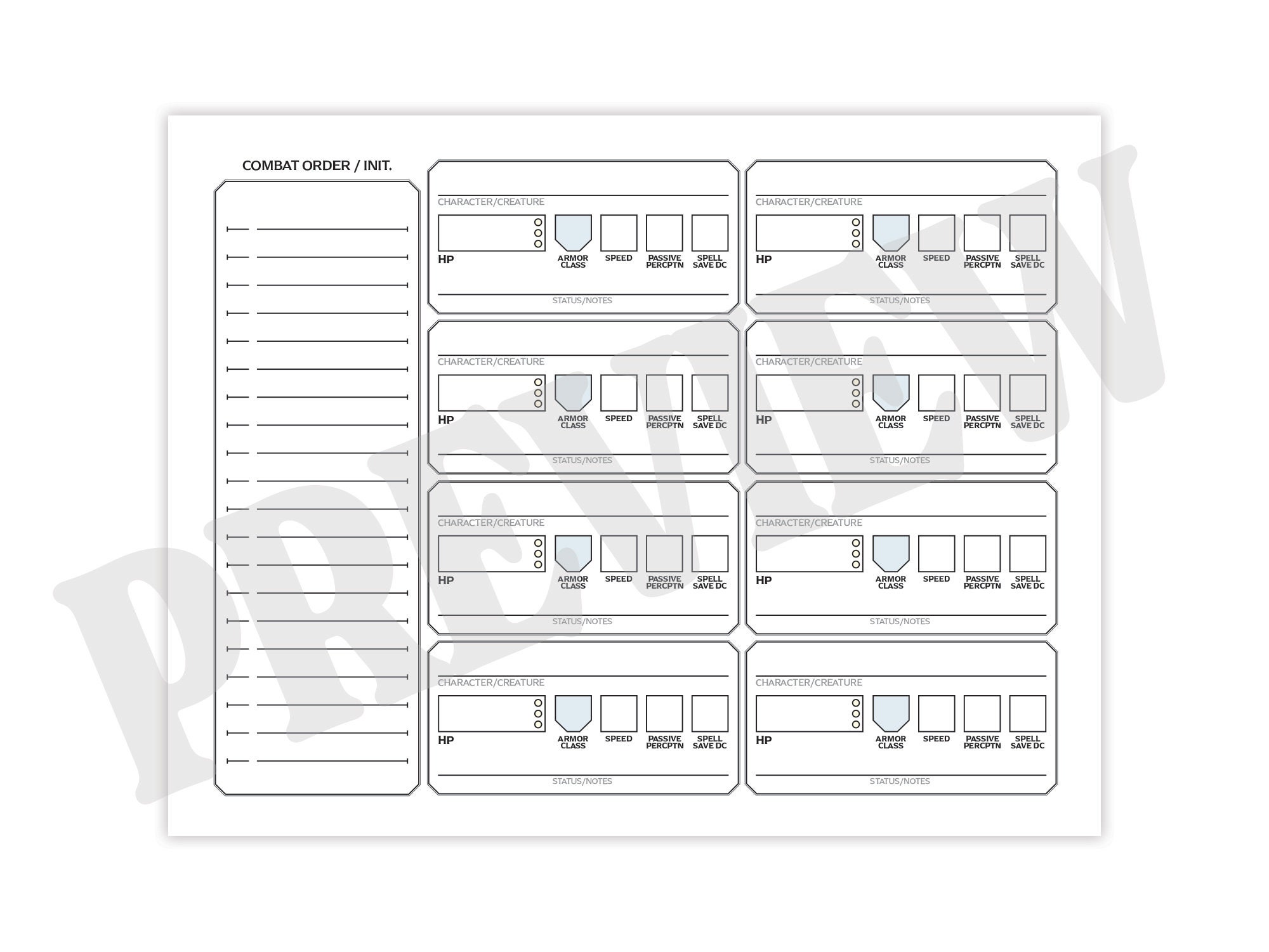D&D Combat Sheet Style B - Etsy