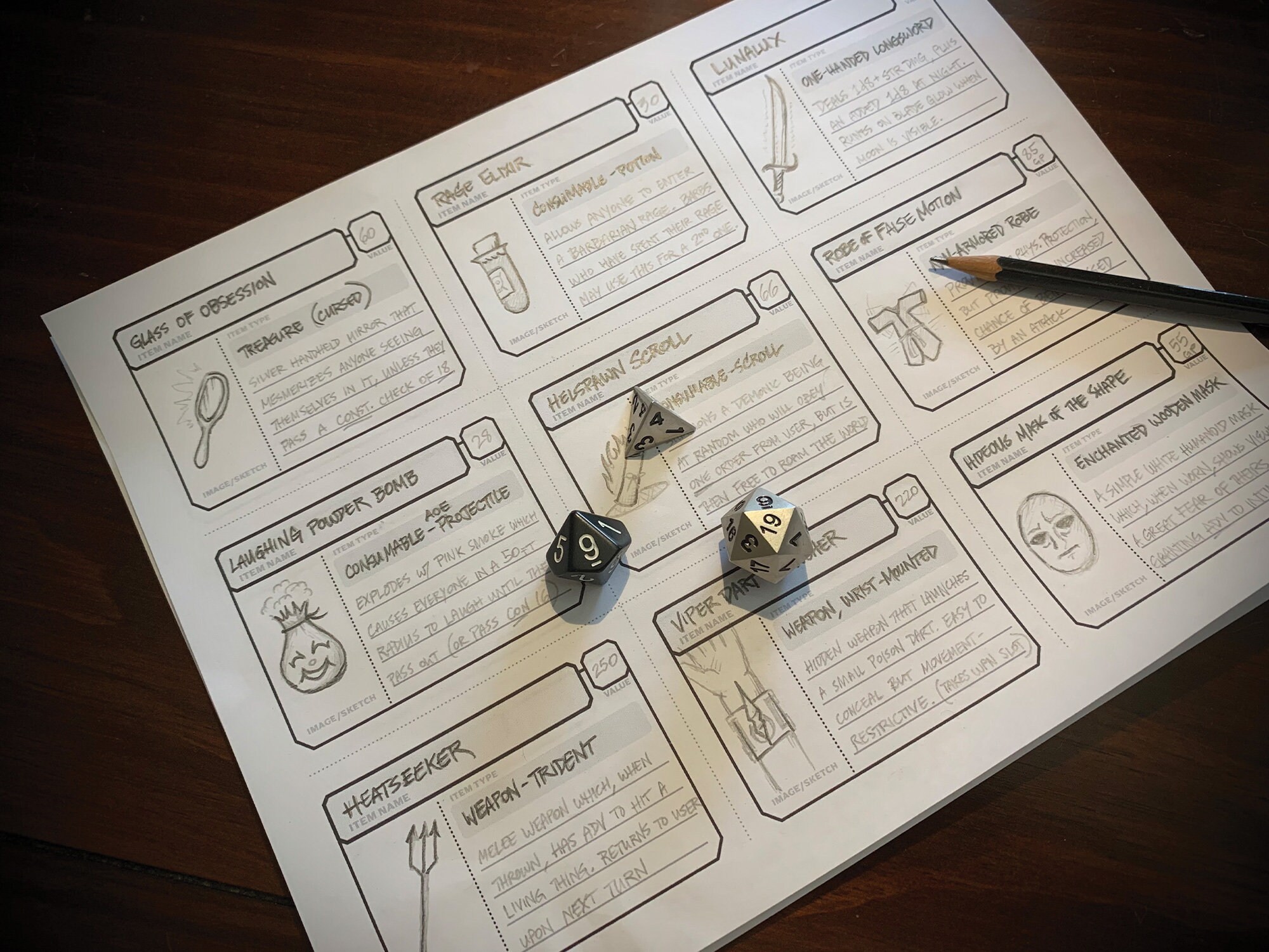 D&D Special Items Card Sheet - Etsy