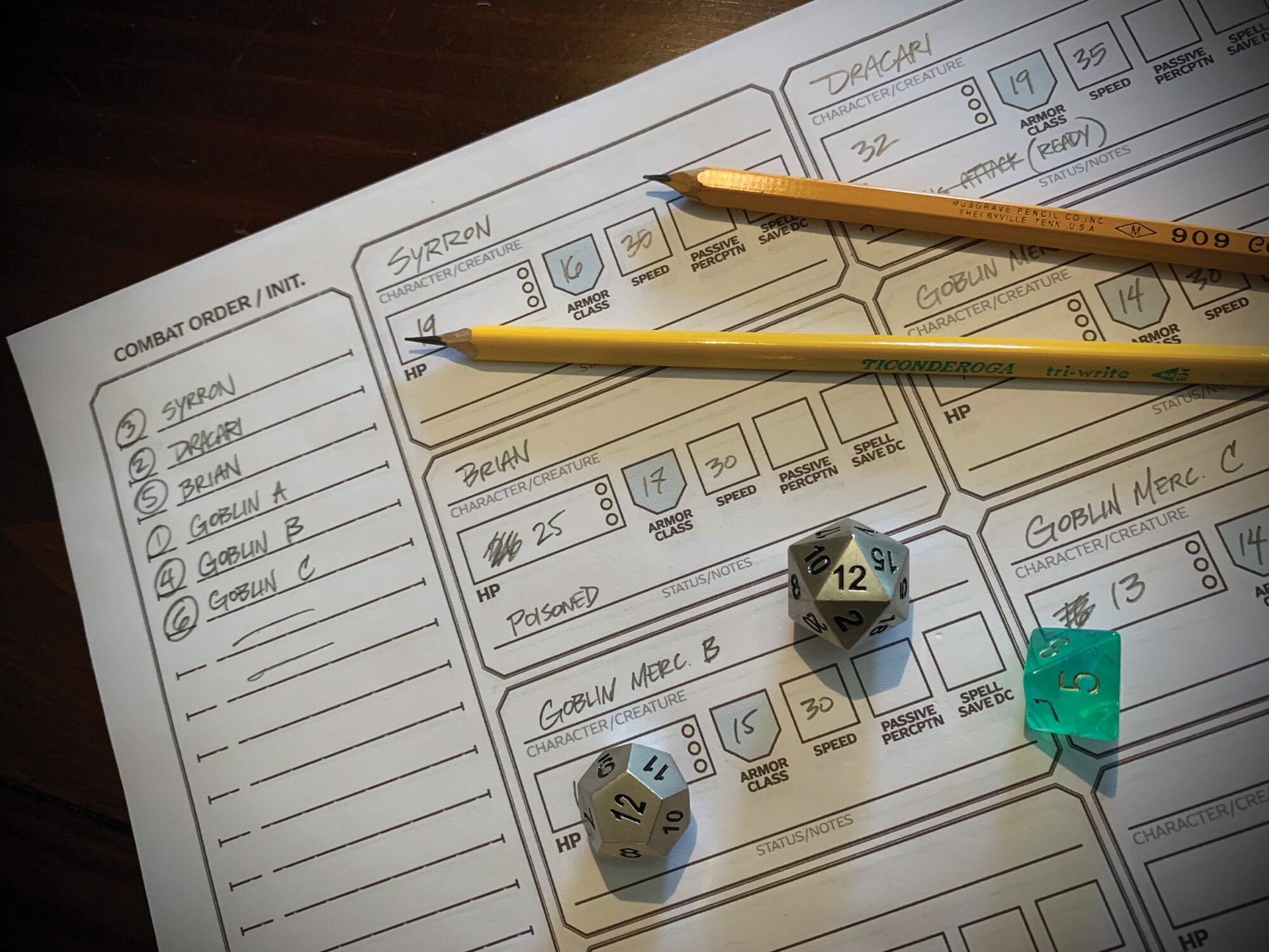 D&D Combat Sheet Style B - Etsy