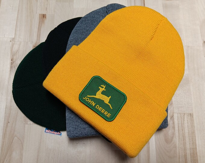 John Deere Beanie With Patch, Tractors, Winter Beanie, Beanie Green ...