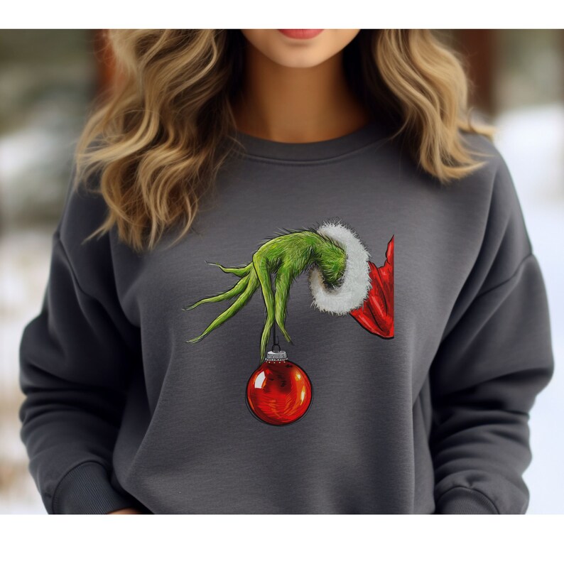 Grinch Hand Sweatshirt Christmas Sweatshirt Grinchmas Sweatshirt