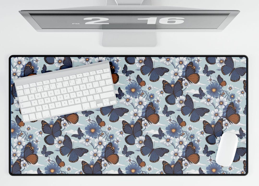 Wildflower Wings Desk Mat, Aesthetic Butterfly Desk Pad, Elegant Mouse ...