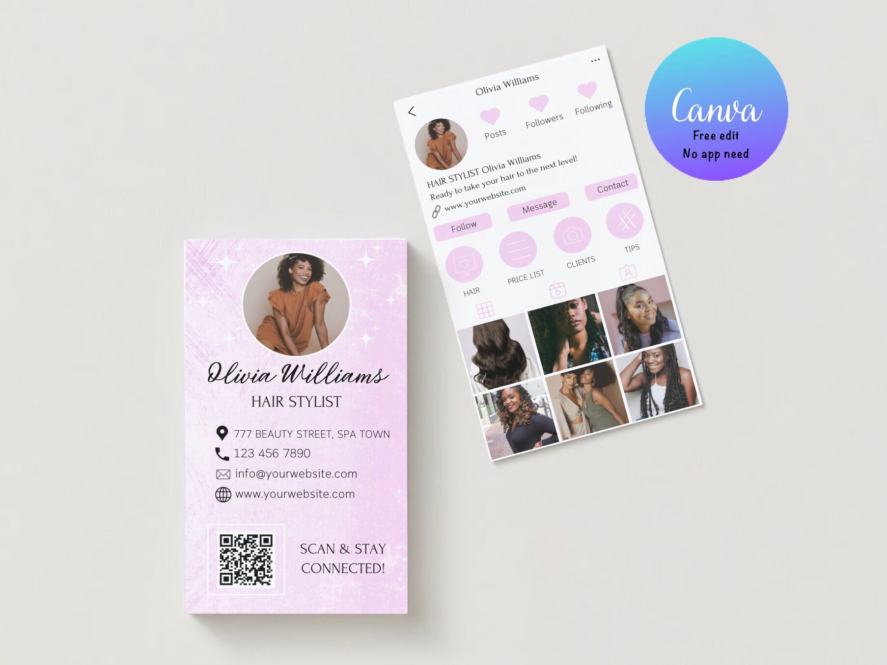 Instagram Business Cards, DIY Canva Business Card Template Design, IG ...