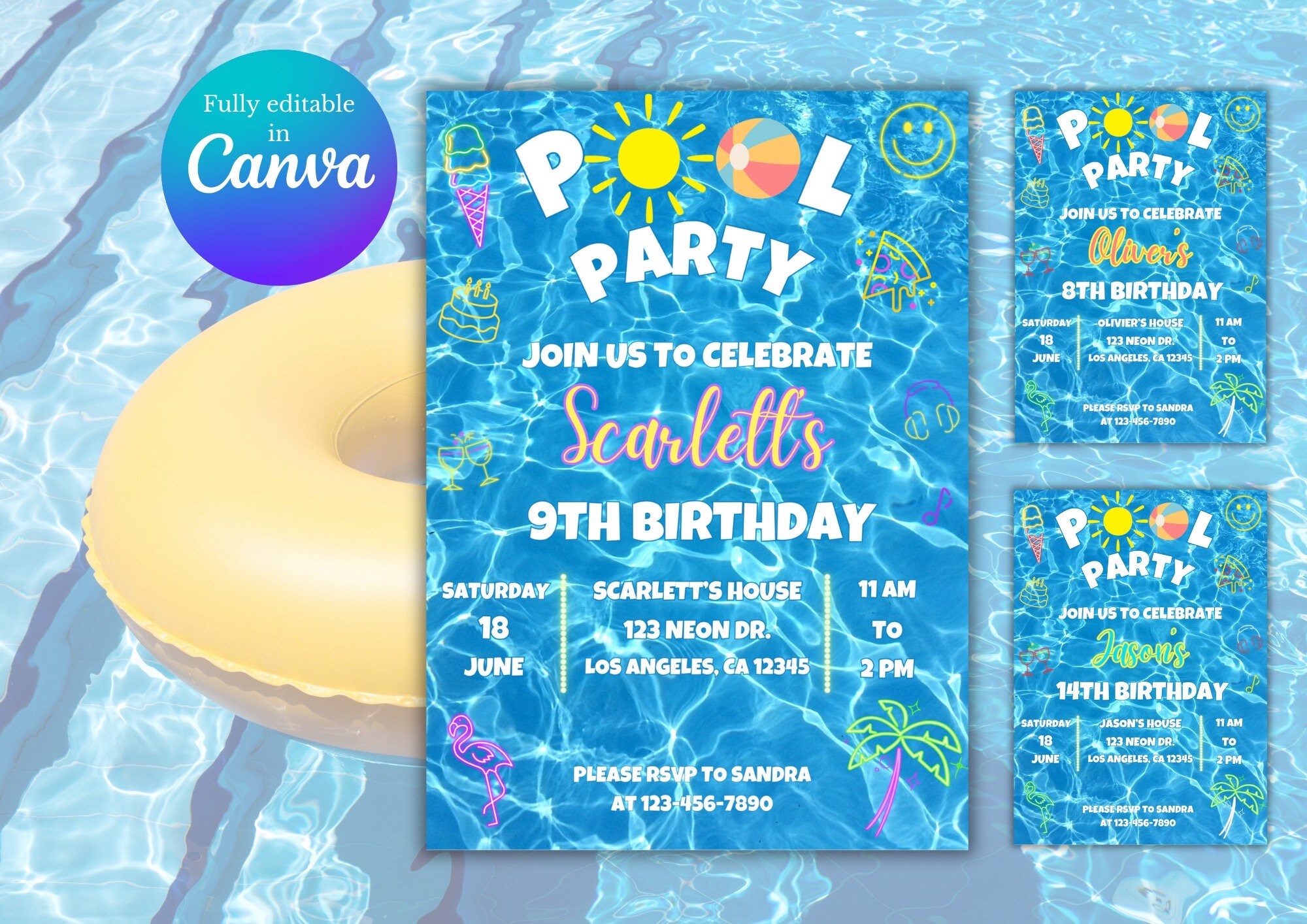 Editable Birthday Invitation Pool Party Birthday Invitation Hello ...