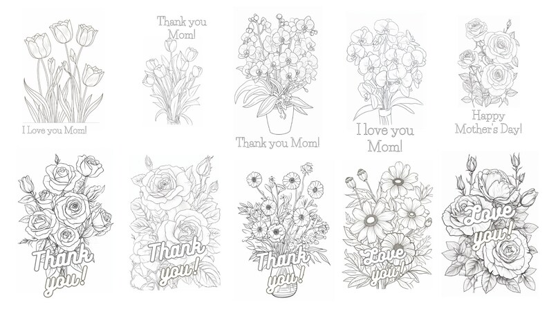 Coloring Page Flowers for Mom Mother's Day Gif Card Flowers for ...