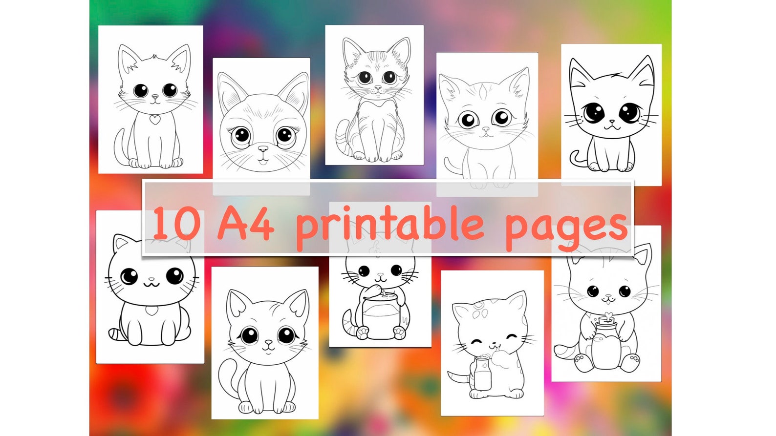 Kitties Kawaii Coloring Cute Kittie for Coloring Kitties for - Etsy