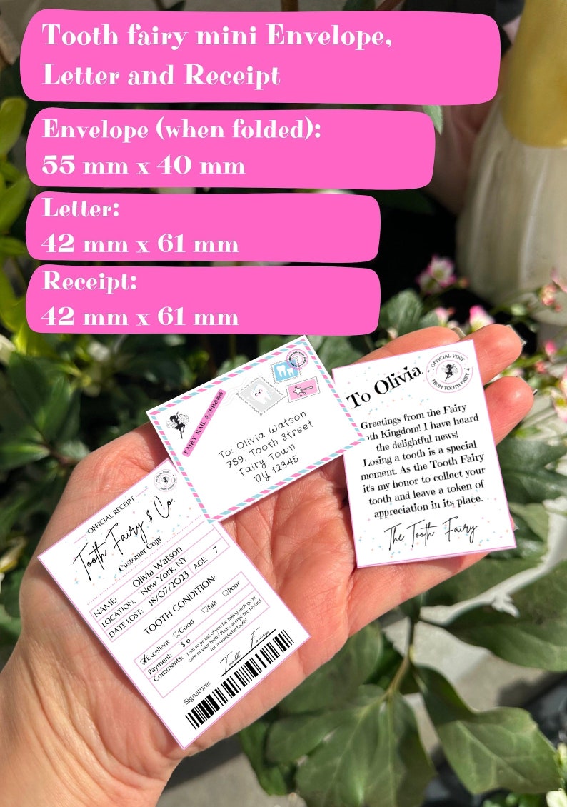 Printable Mini Tooth Fairy Letter, Printable Fairy Tooth Receipt Fairy ...