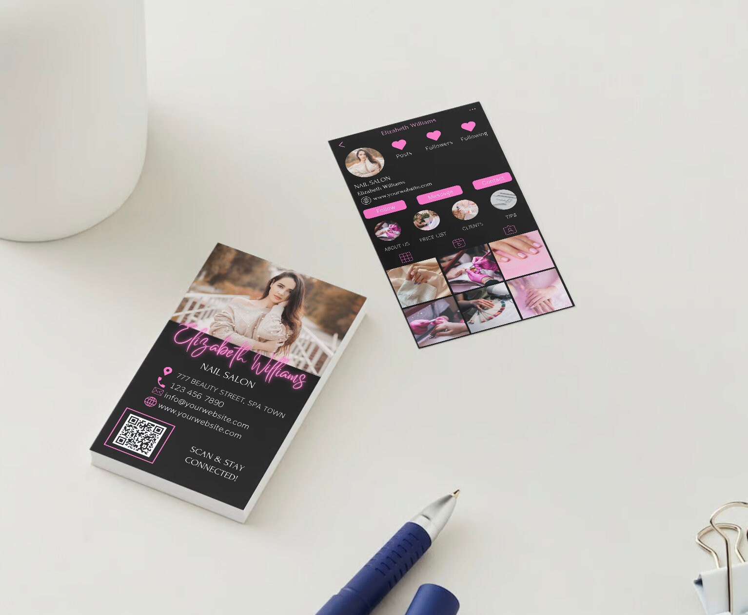 Professional Instagram Business Cards, DIY Business Card Template ...