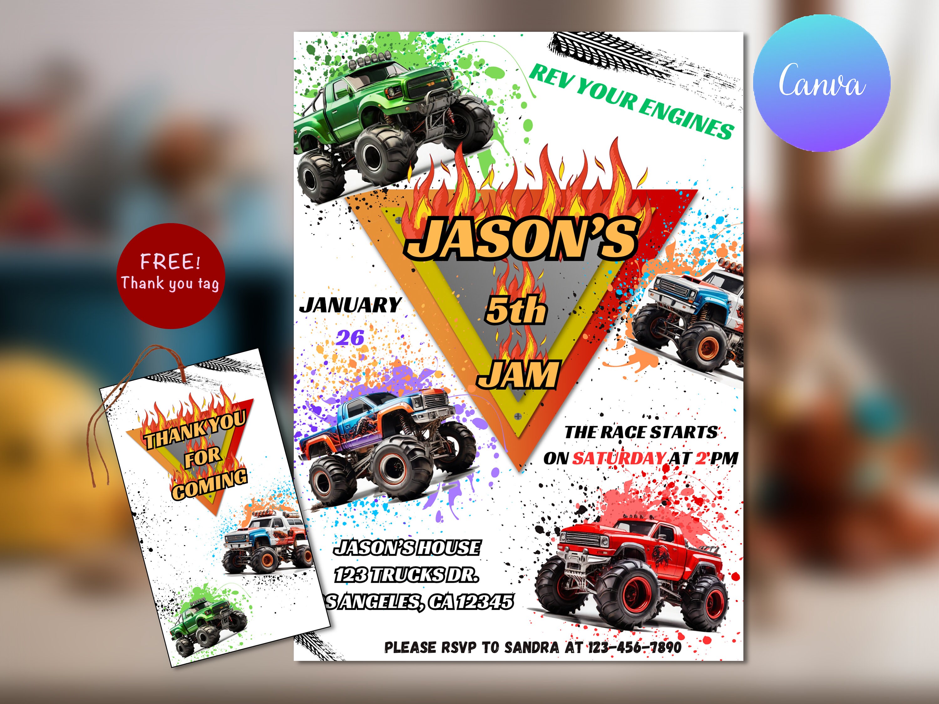 Monster Truck Birthday Party Invitation | Monster Jam Invite ...