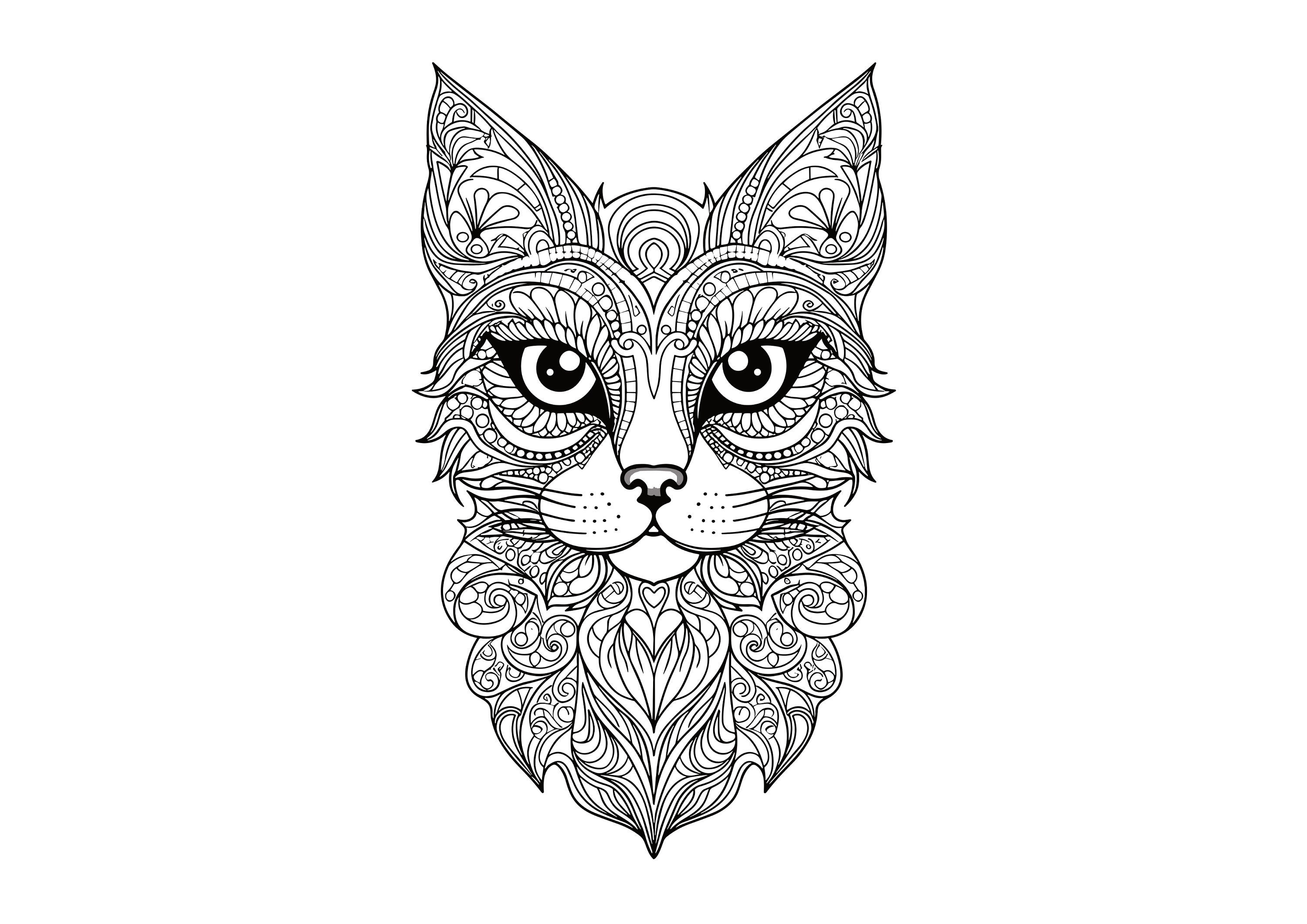 Cat Mandala for Adults Dog Mandala for Coloring Animals Mandala Cats ...