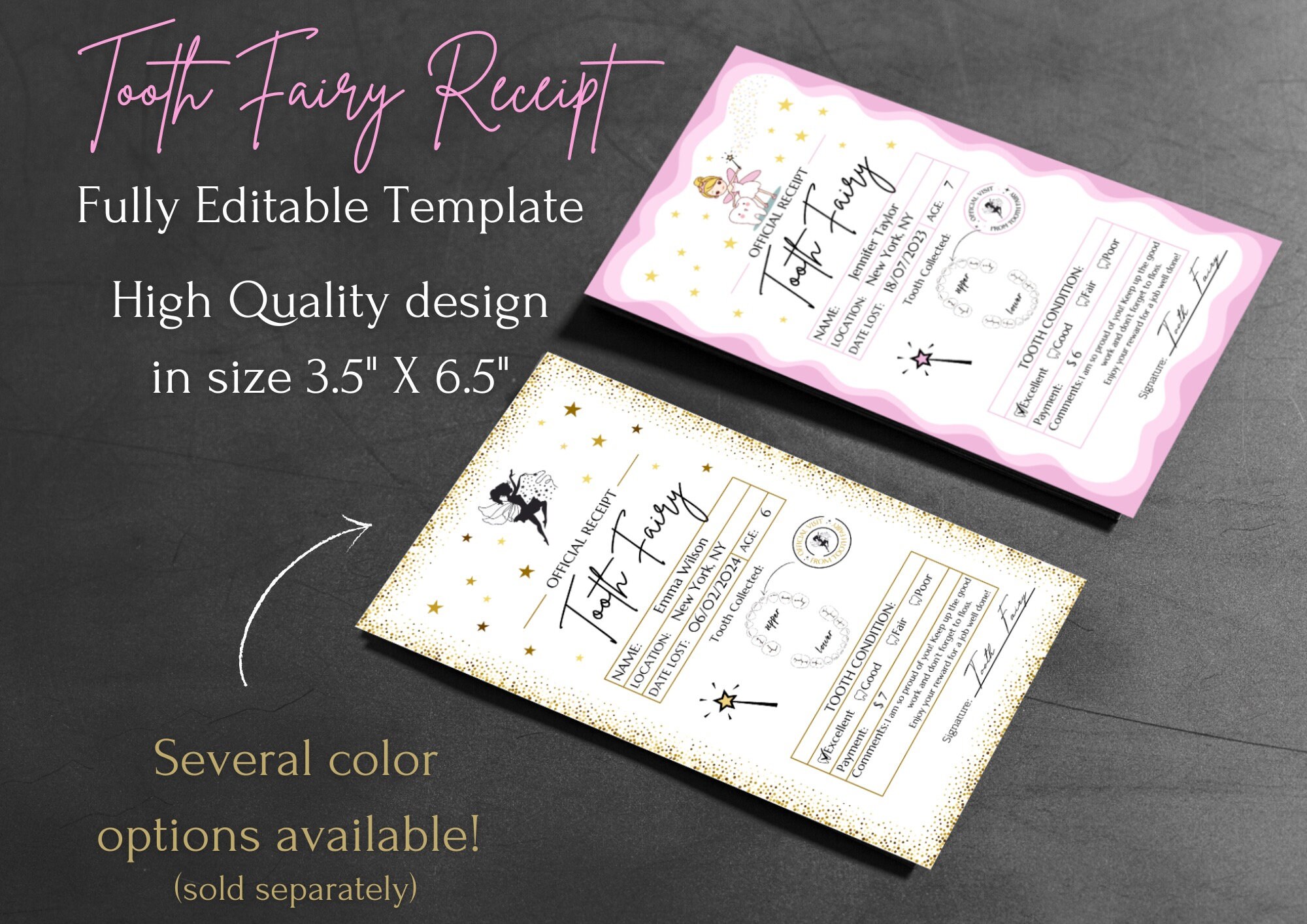 Editable Tooth Fairy Receipt Printable Certificate | First Tooth Lost ...