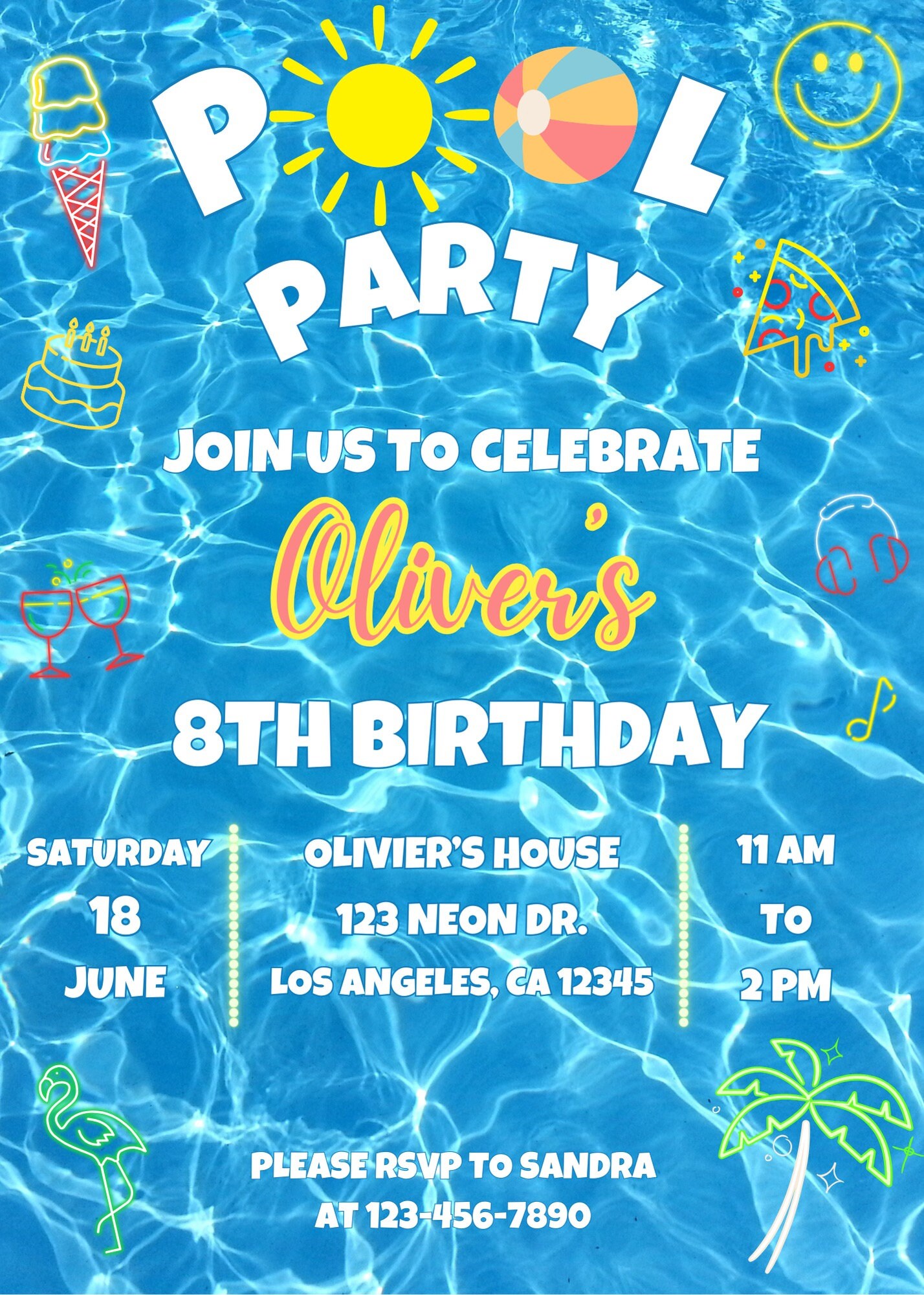 Editable Birthday Invitation Pool Party Birthday Invitation Hello ...