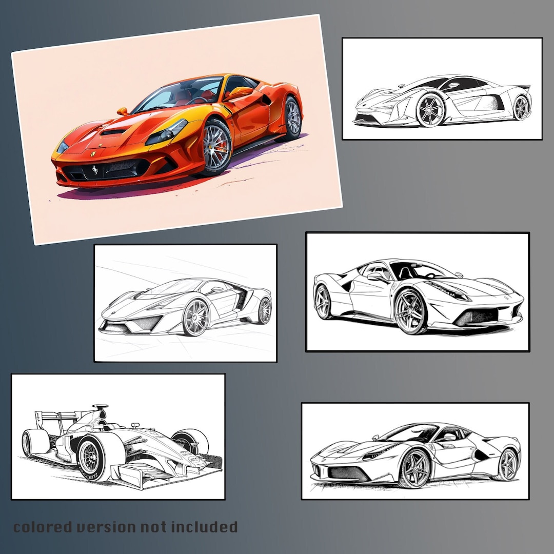24 Supercars Coloring Pages for Kids Cars for Coloring Racing - Etsy