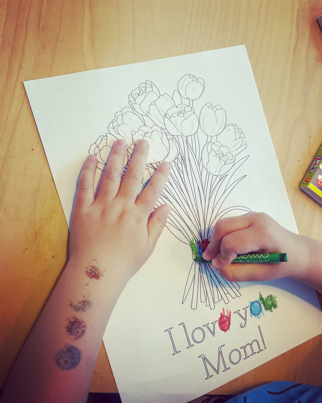 Gift for Mom, Coloring Pages for Kids Flowers Mother's Day Printable ...