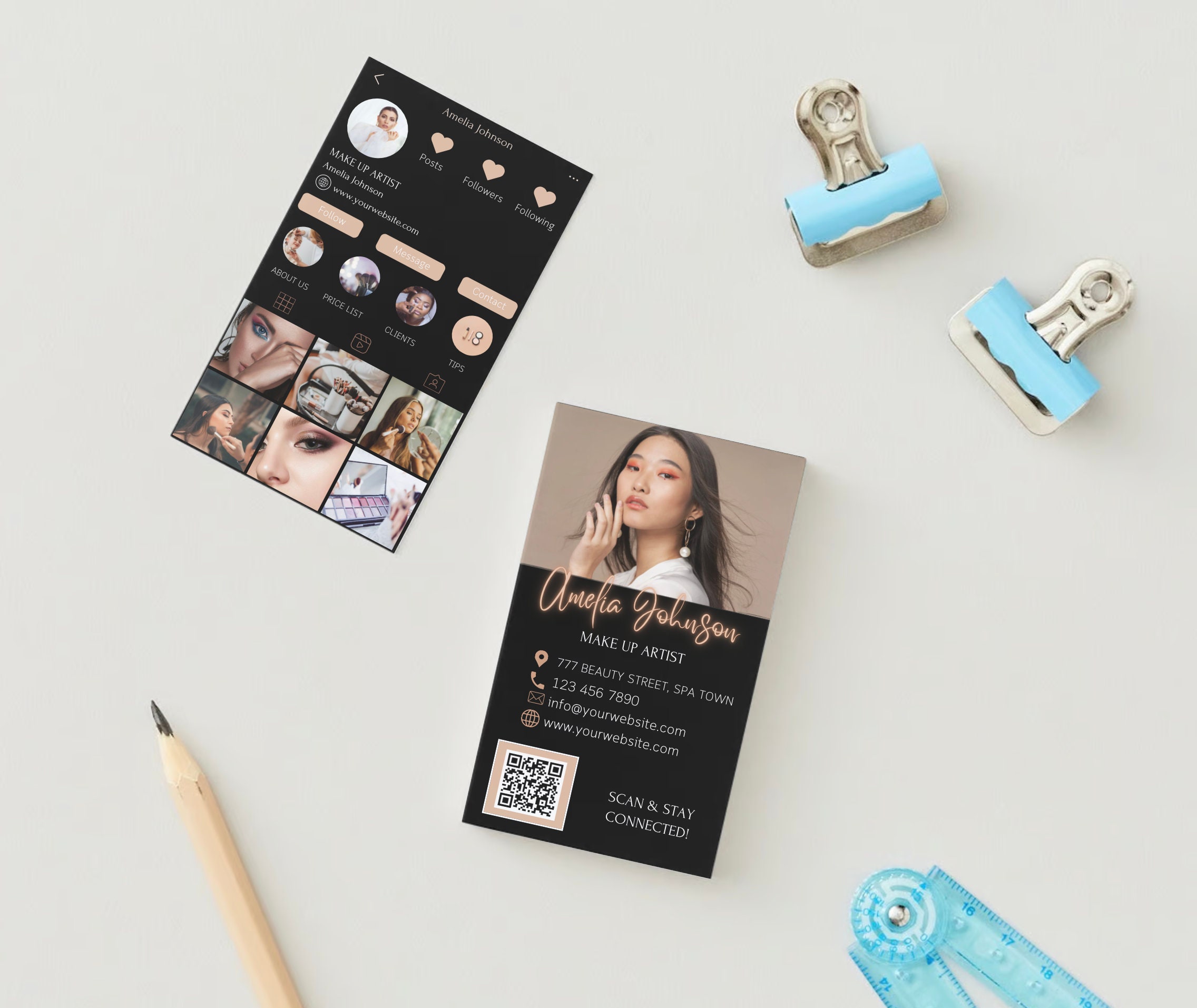 Professional Instagram Business Cards, DIY Business Card Template ...