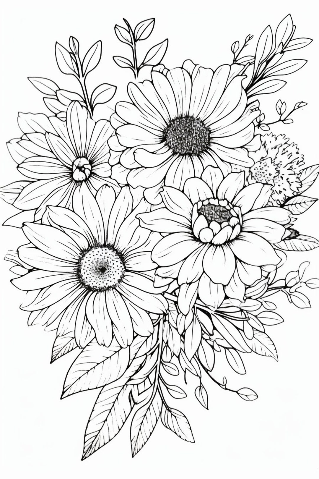30 Flowers for Coloring Pages, Gift for Mom, Flower for Coloring Flower ...