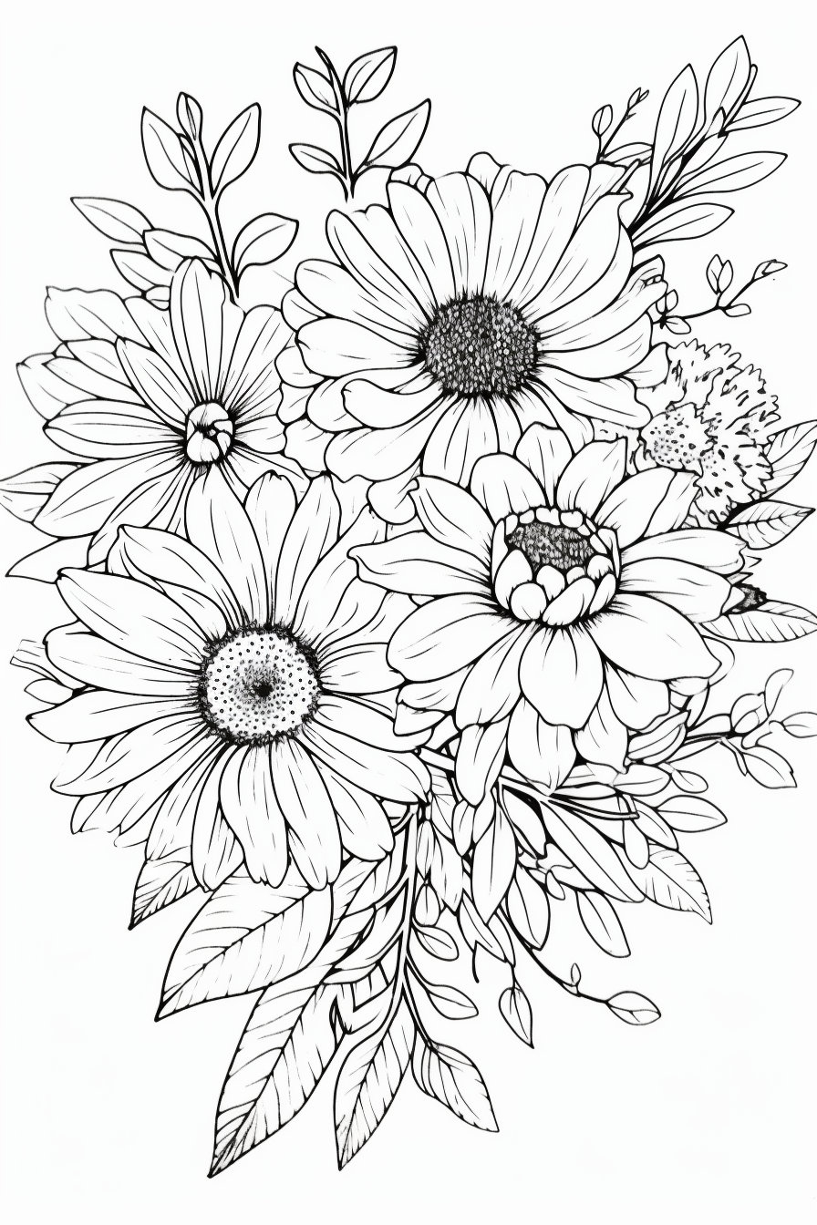 30 Flowers for Coloring Pages, Gift for Mom, Flower for Coloring Flower ...