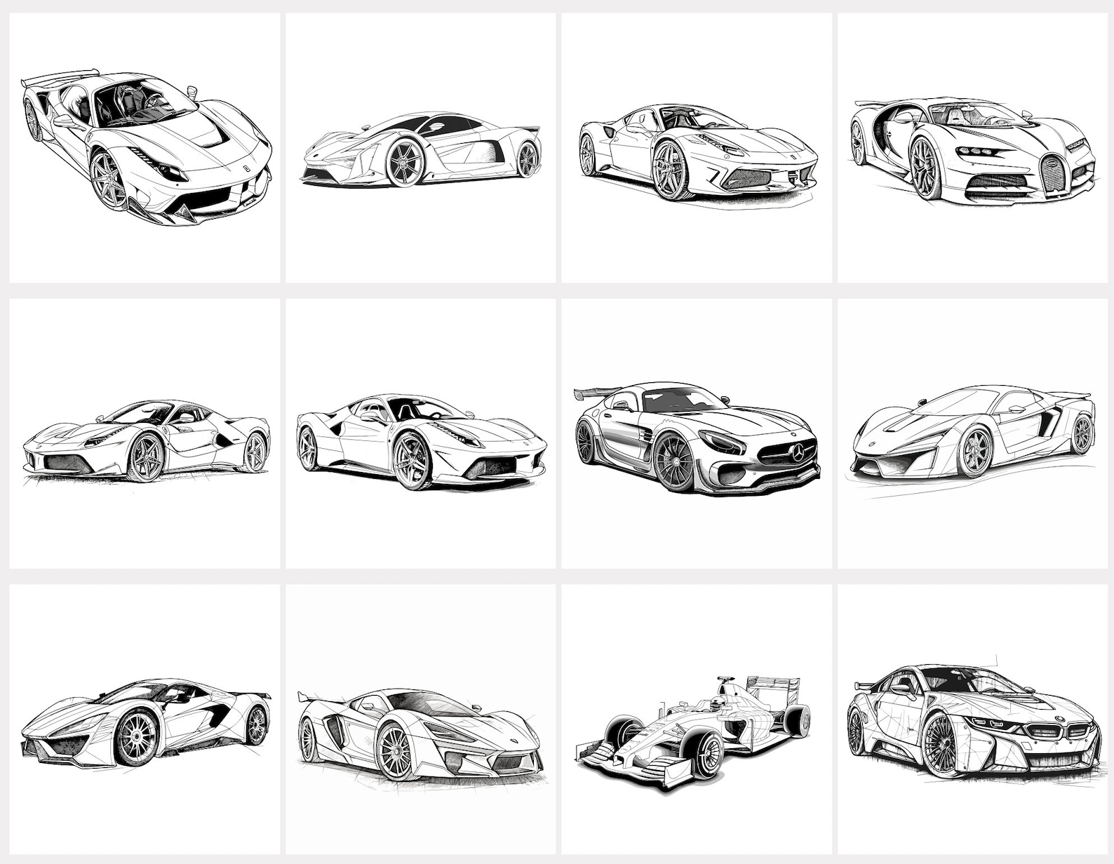 24 Supercars Coloring Pages for Kids Cars for Coloring Racing Cars for ...