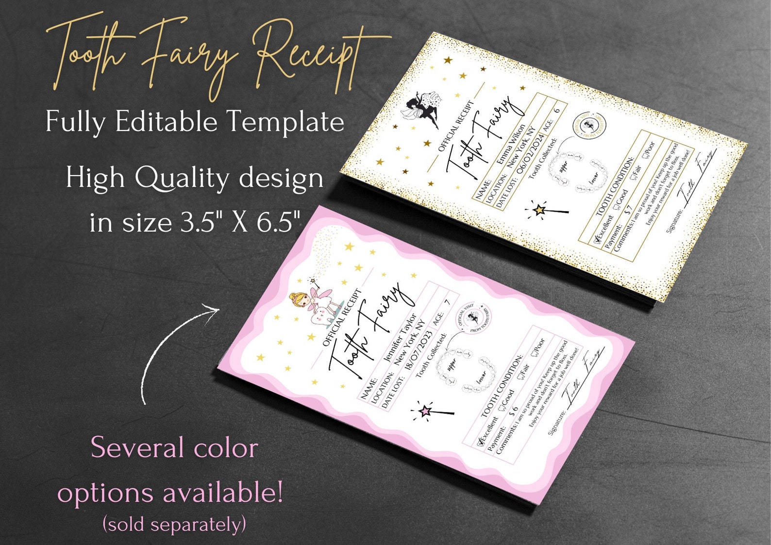Editable Fairy Tooth Receipt Printable Certificate | First Tooth Lost ...