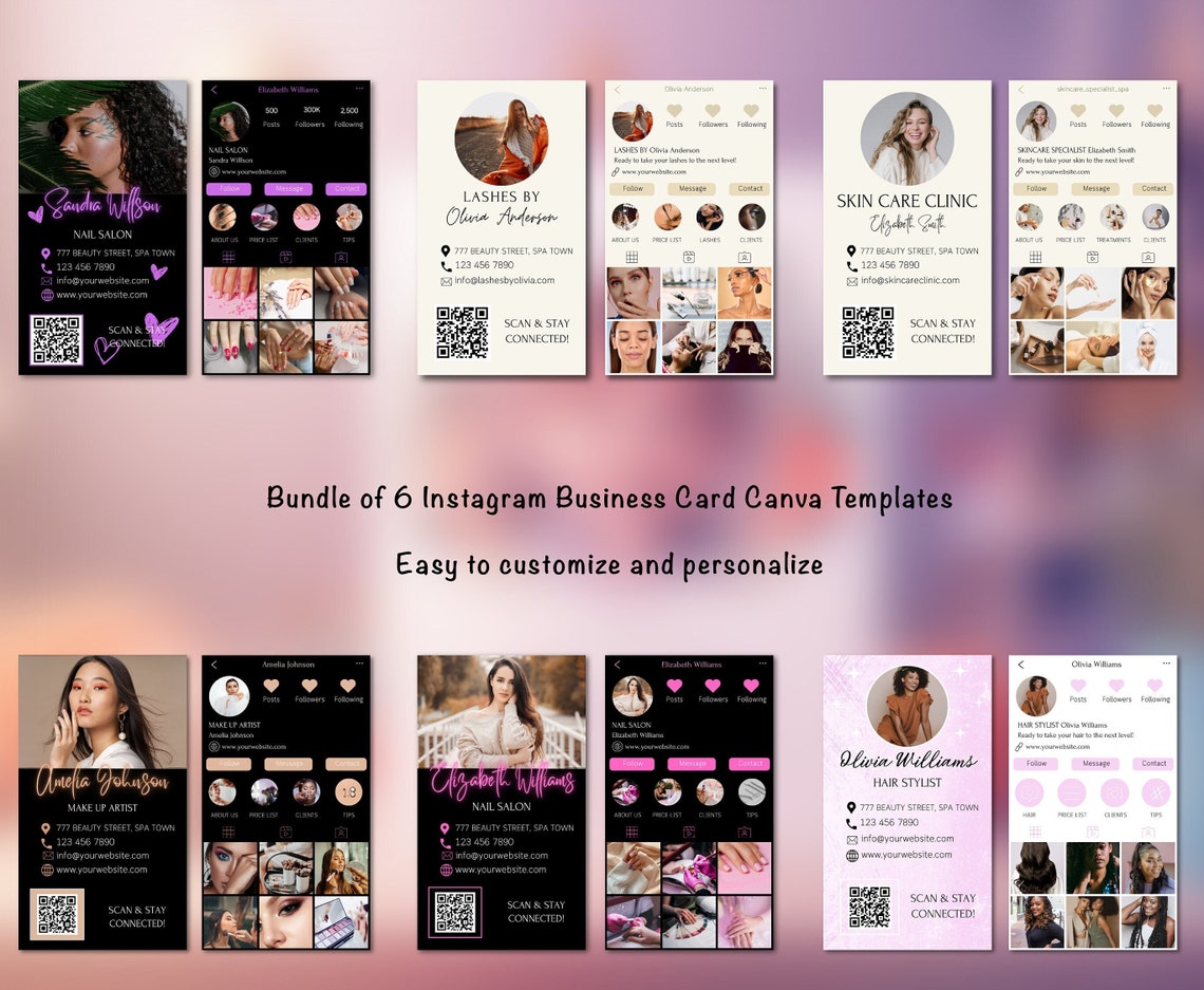 Professional Instagram Business Cards, DIY Business Card Template ...
