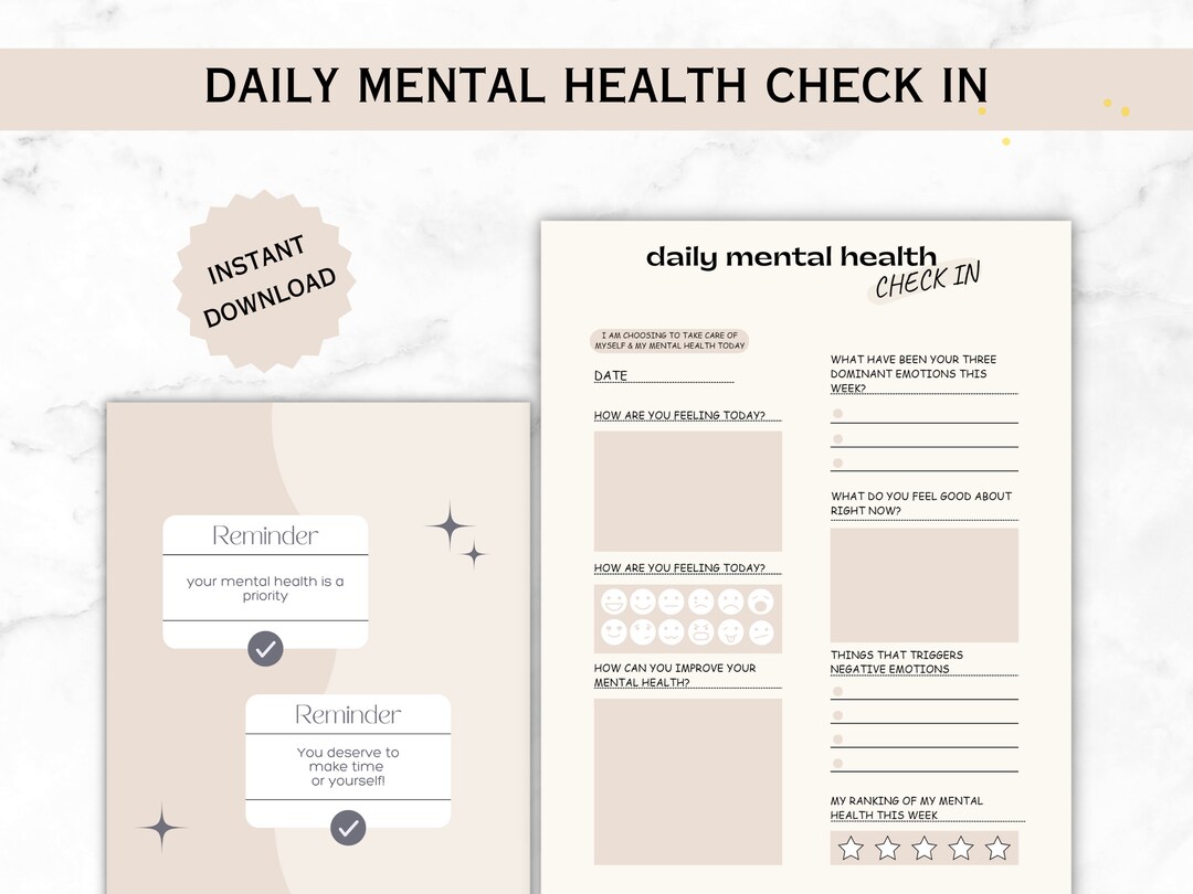 Daily Mental Health Check in Mental Health Tracker - Etsy