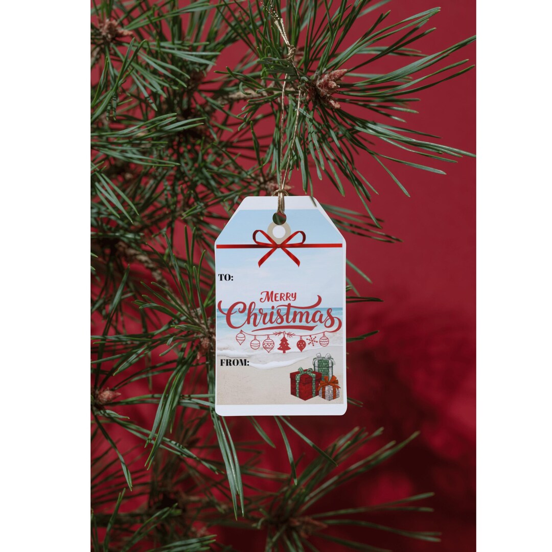 Beach Christmas Gift Tags Printable • Coastal Holiday Tags • Instant ...