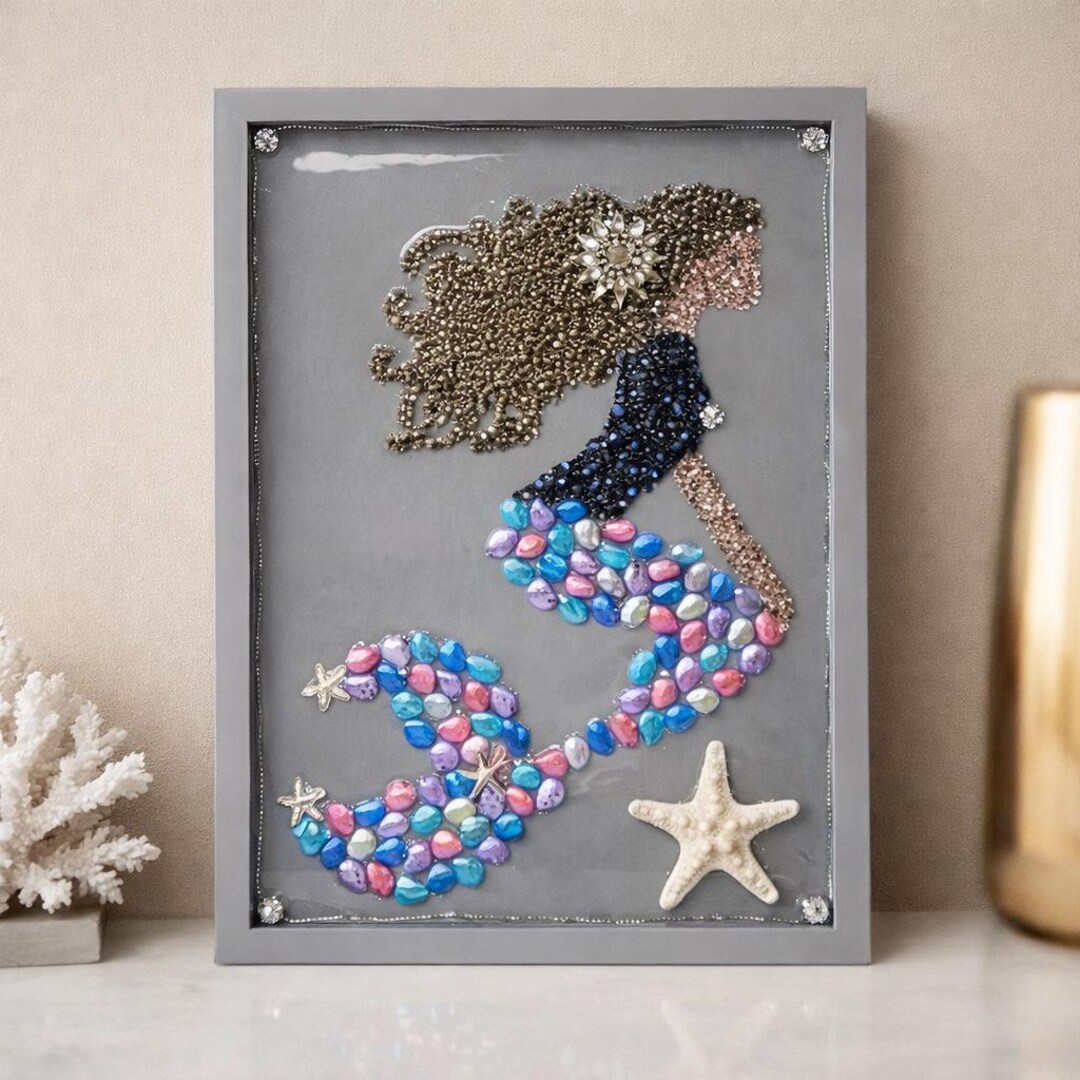 Seashell Mermaid Wall Art: Repurposed Jewelry Coastal Decor-unique ...