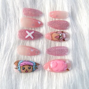 Chopper One Piece Nails Press on Nails Anime Nails One Piece Hand Drawn ...
