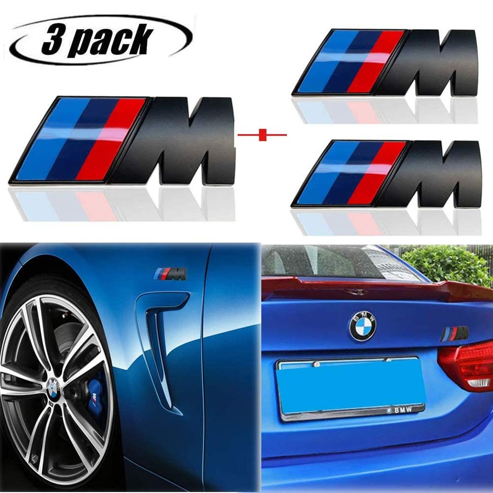 X3 Black BMW M Sport Emblems Stickers Decals Logos Badges Boot Trunk ...