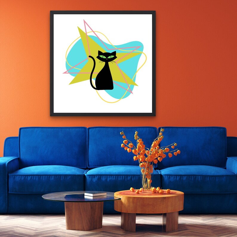 Printable Atomic Cat SVG Sticker Designs Digital Download Mid - Etsy