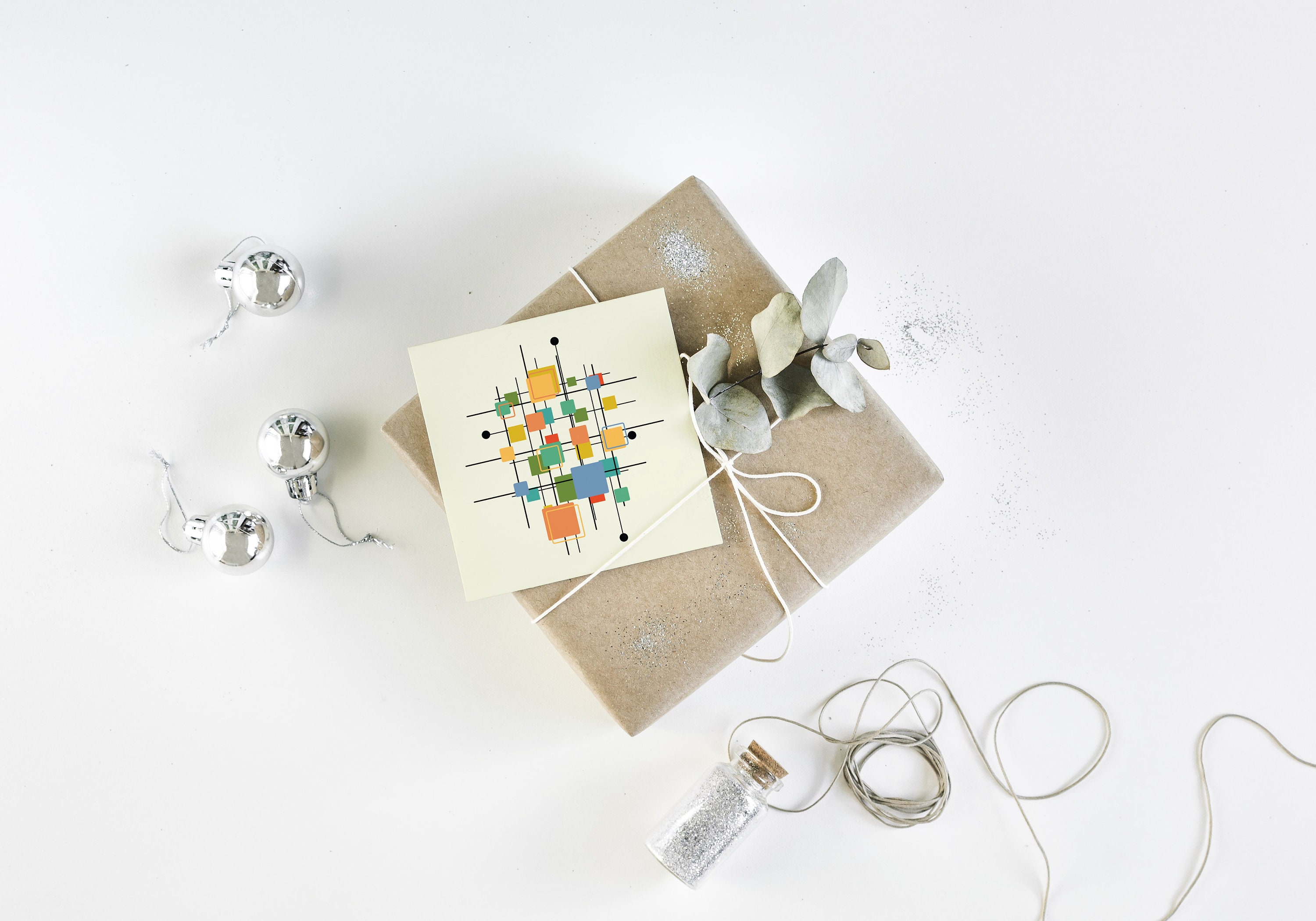 Mid Century Modern Squares Printable Png Design Digital Download, 1950s ...