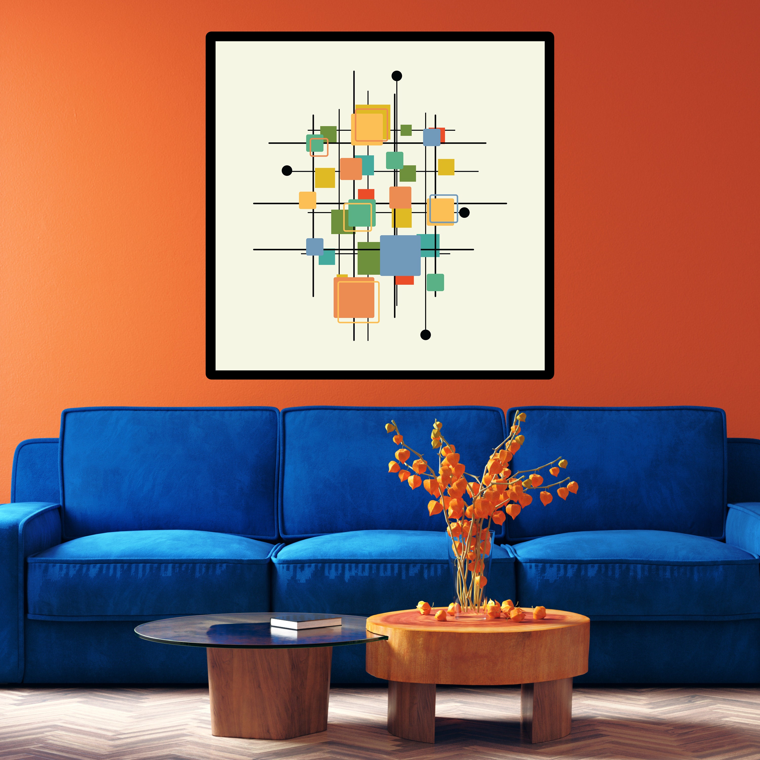 Mid Century Modern Squares Printable Png Design Digital Download, 1950s ...