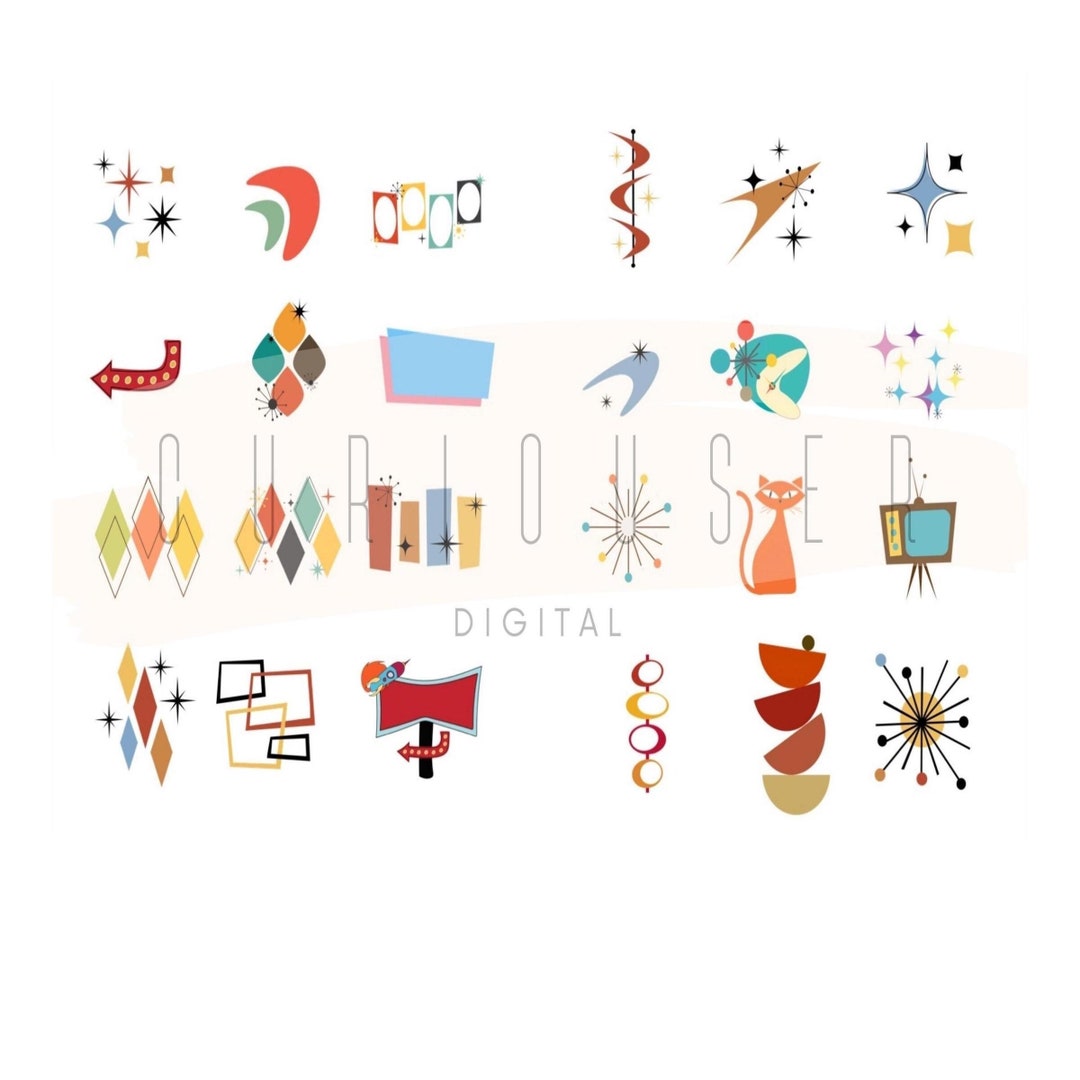 MCM Digital Journaling Stickers PNG Instant Download, Pre-cropped ...