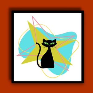Printable Atomic Cat SVG Sticker Designs Digital Download Mid - Etsy