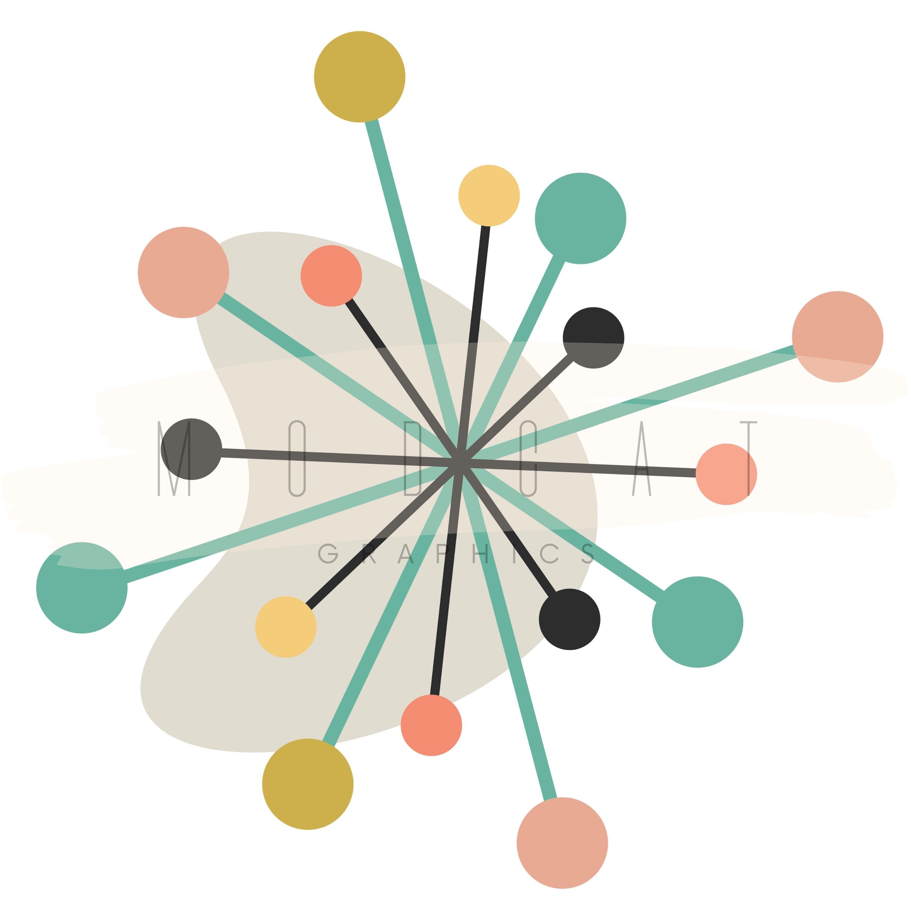 Atomic Age Starburst Art Design Digital Download, Retro PNG Crafting ...