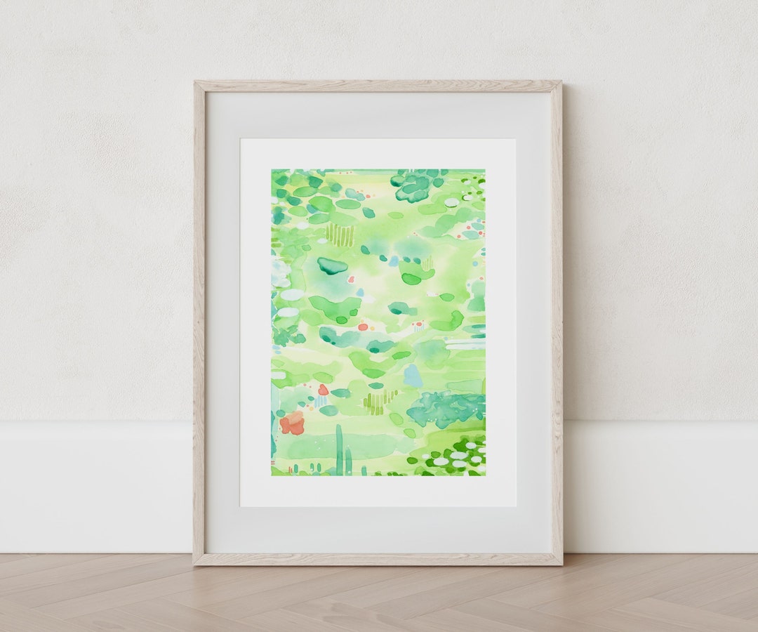 Colourful Green Abstract Art Print Playful Watercolour Dreamy - Etsy